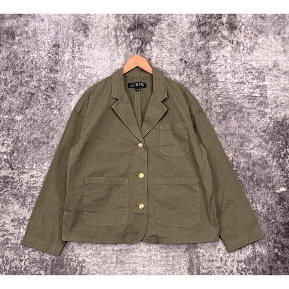 J. Crew | Jackets & Coats | J Crew Jacket Large Womens Green Chino ...